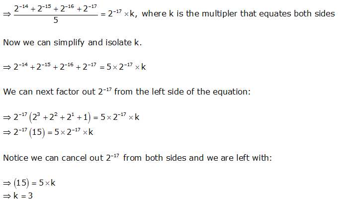 The value of (2^(-14) + 2^(-15) + 2^(-16) + 2^(-17))/5 is...